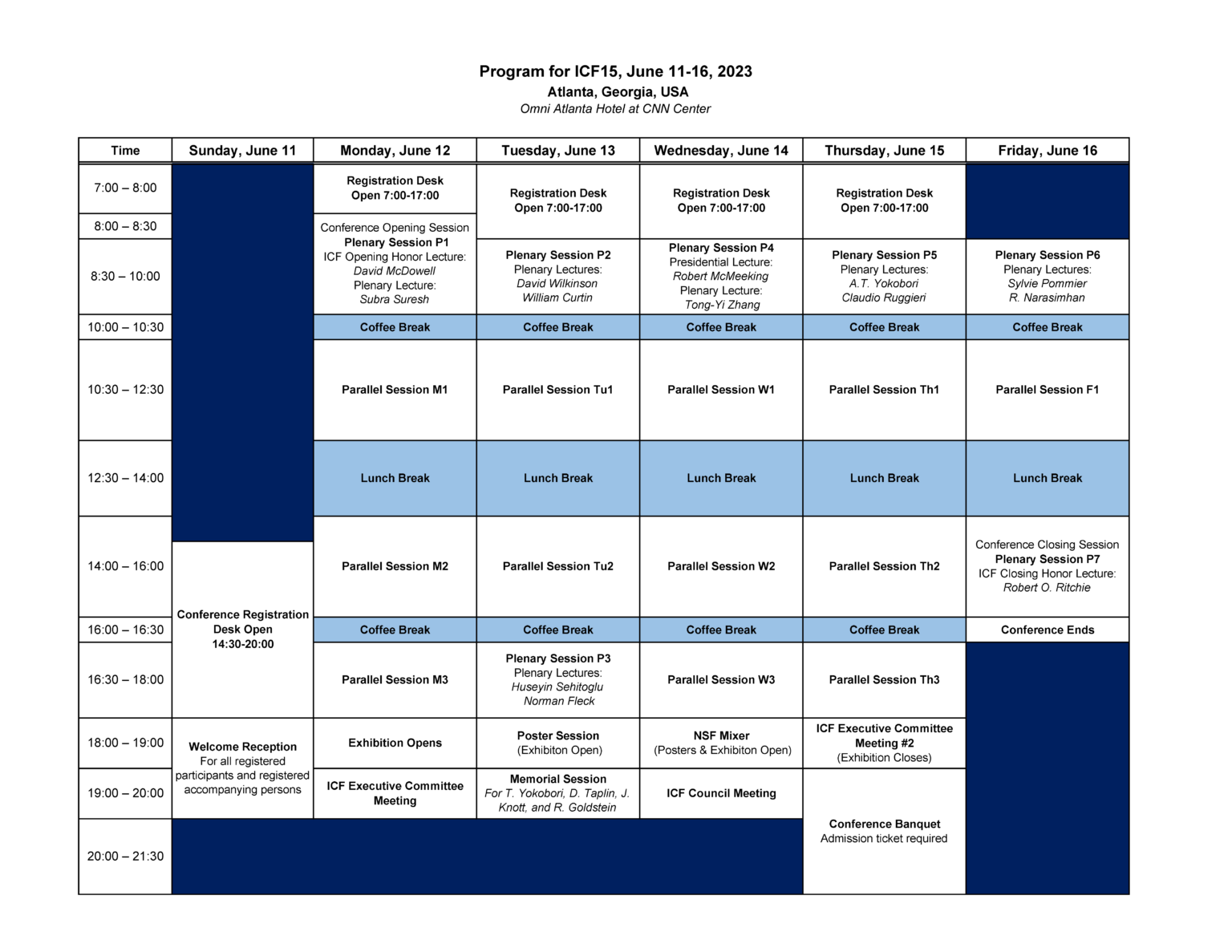 CONFERENCE SCHEDULE – International Conference on Fracture